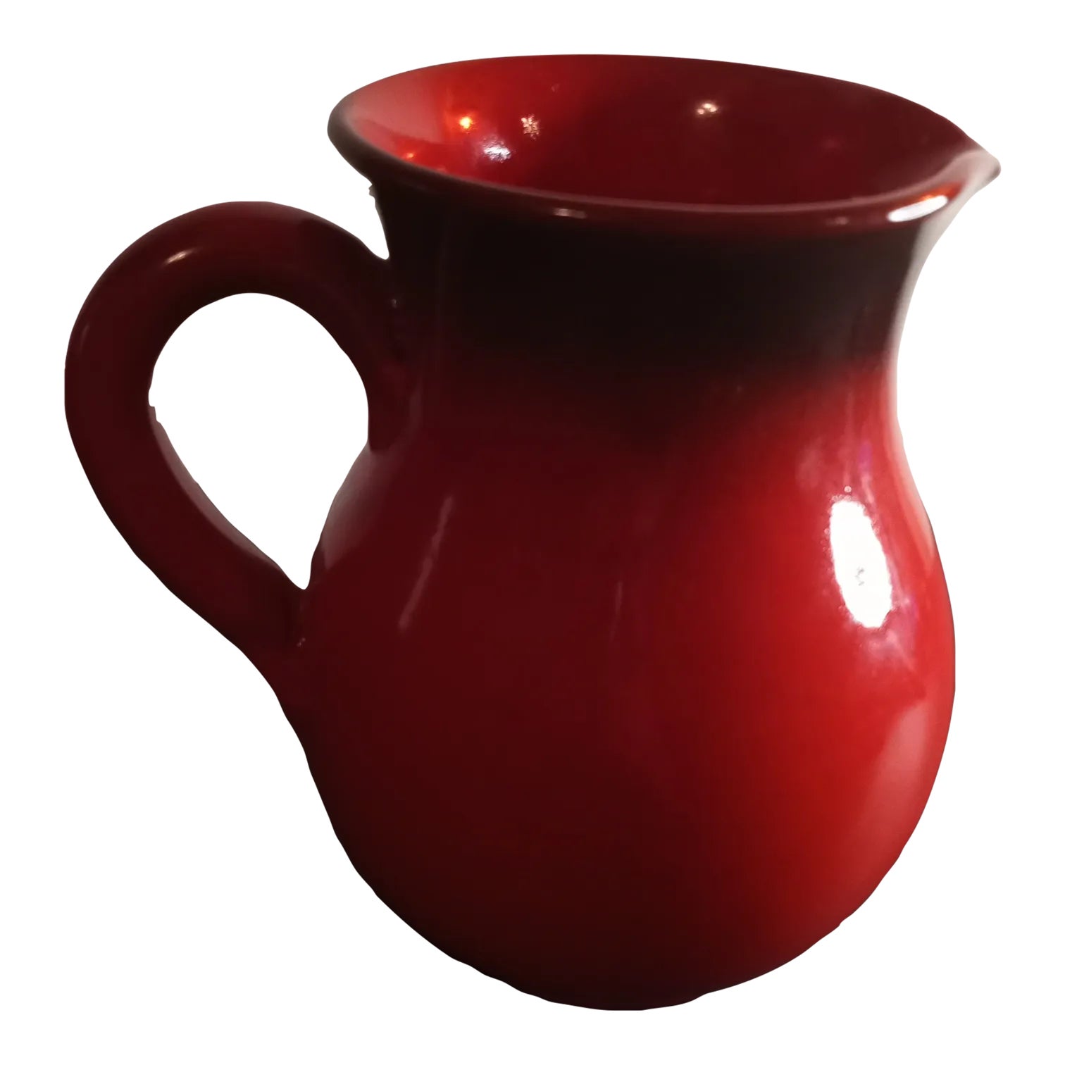 1970s Red Ombre Glazed Art Ceramic Pitcher, Made in Italy | Chairish
