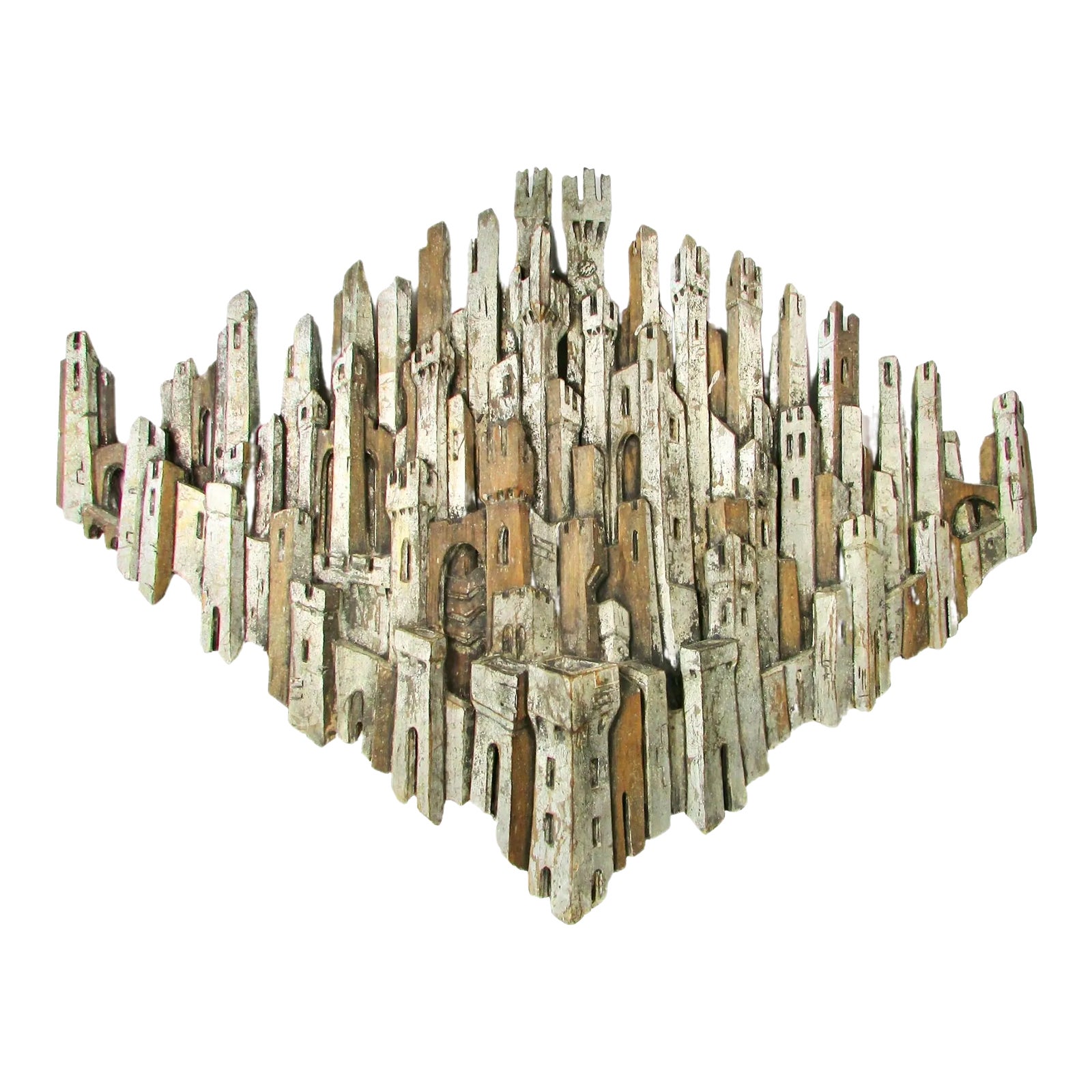Mid 20th Century Italian Hand Carved Medieval Turrets Towers and ...