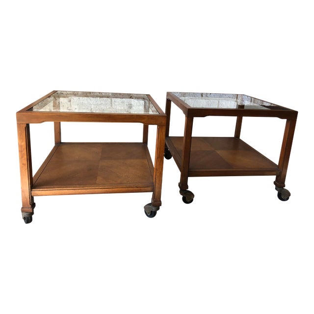 1940s Pair of Vintage Mid-Century Walnut / Glass Drexel "Et Cetera ...
