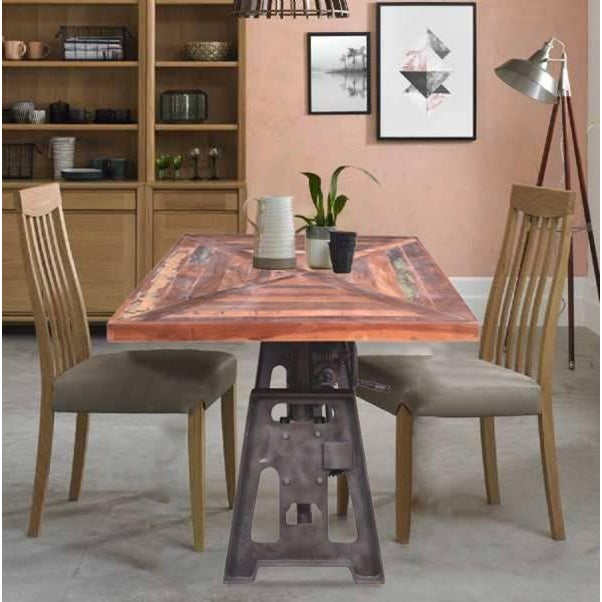 Baron Reclaimed Wood Crank Dining Table | Chairish