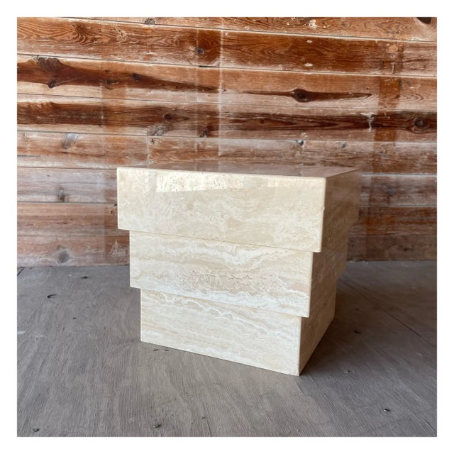 Late 20th Century Italian Style Pedestal Stack Side Table | Chairish