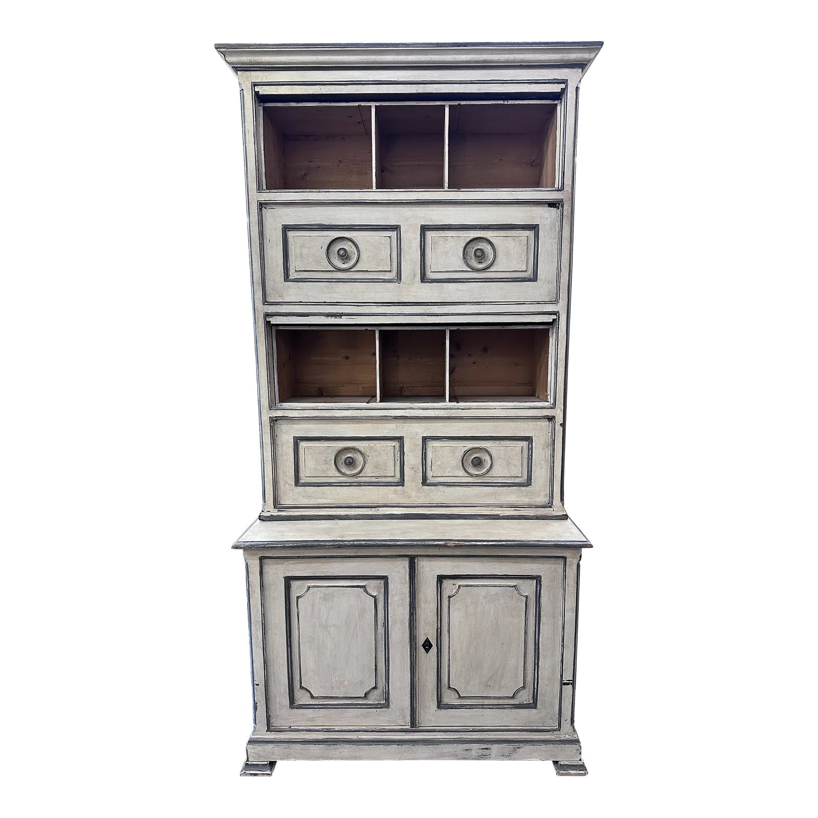 Painted French Louis Philippe Notary Cabinet | Chairish