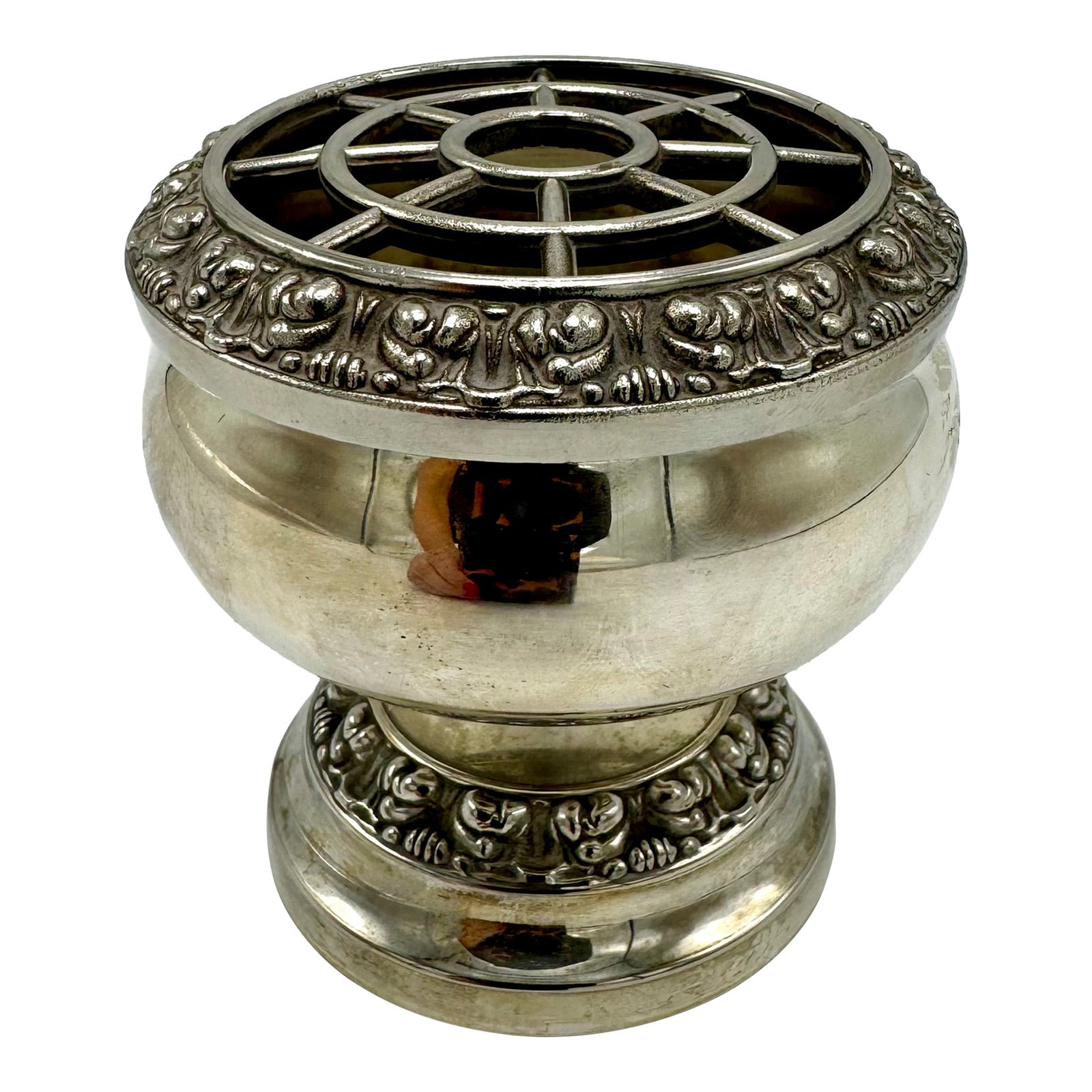 1910-1920 Silver Plated Rose Bowl Bud Flower Frog Arranger Vase by ...