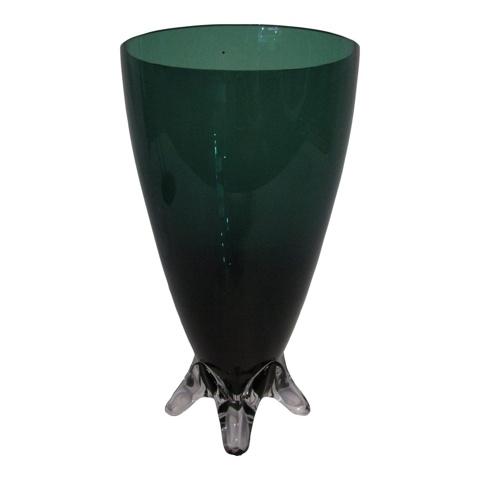 1950s Tiffin Killarney Green Glass Vase | Chairish