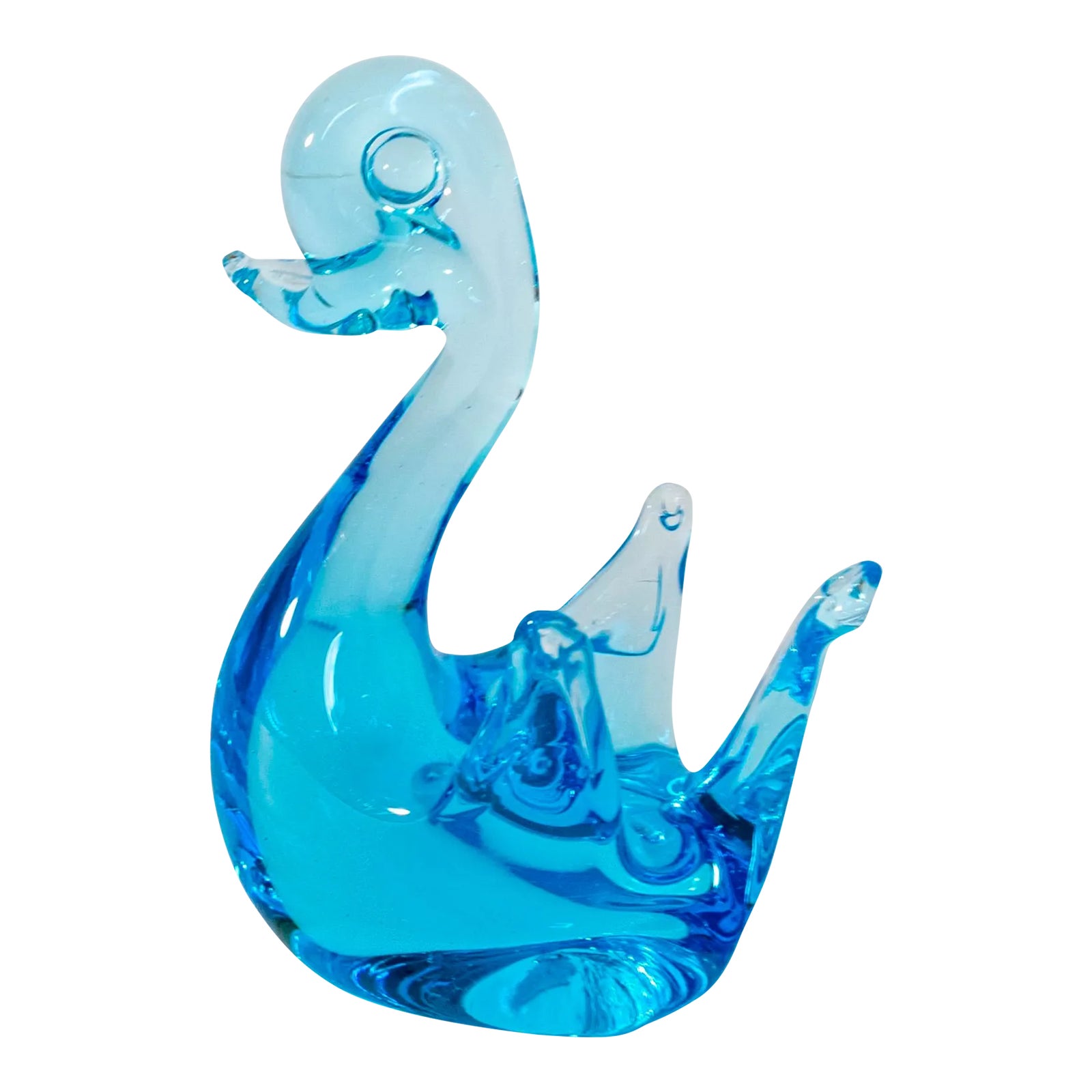 Late 20th Century Murano Glass Swan Figurine | Chairish