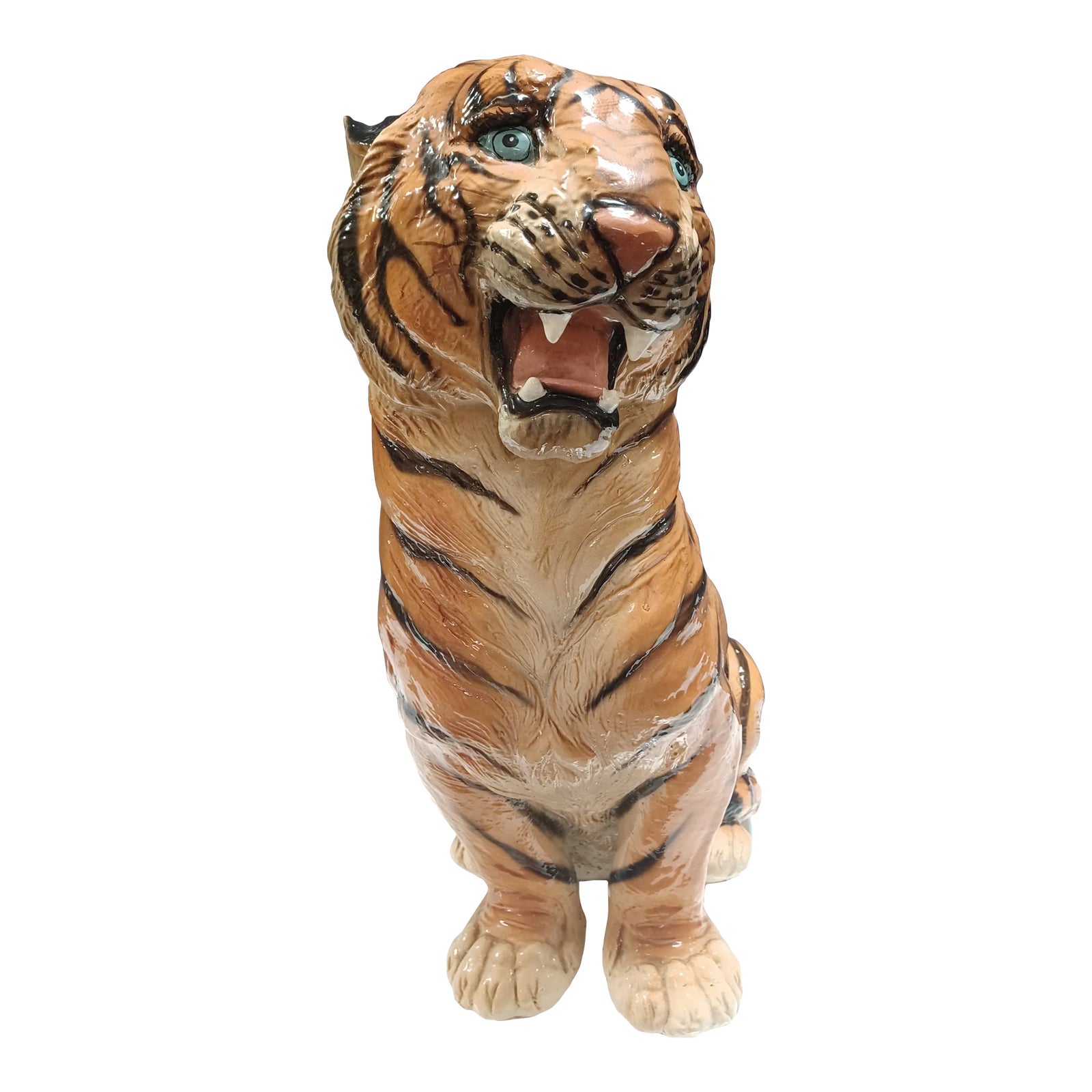 1960s Large Paper Mache Sitting Tiger | Chairish