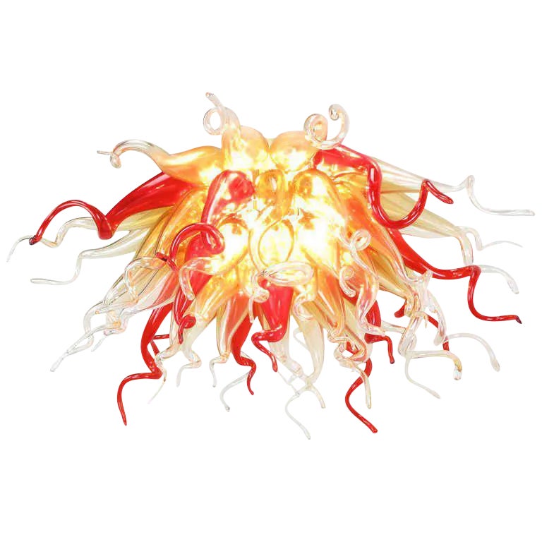 42" Diameter Alger-Triton Sculptural Hand Blown Glass Chandelier | Chairish