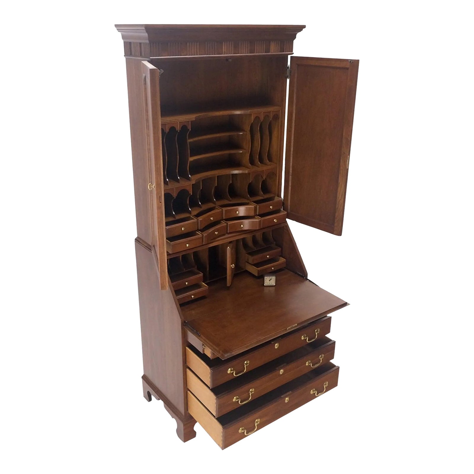 Solid Cherry Multi Compartment Drop Front Secretary Desk with Drawer ...