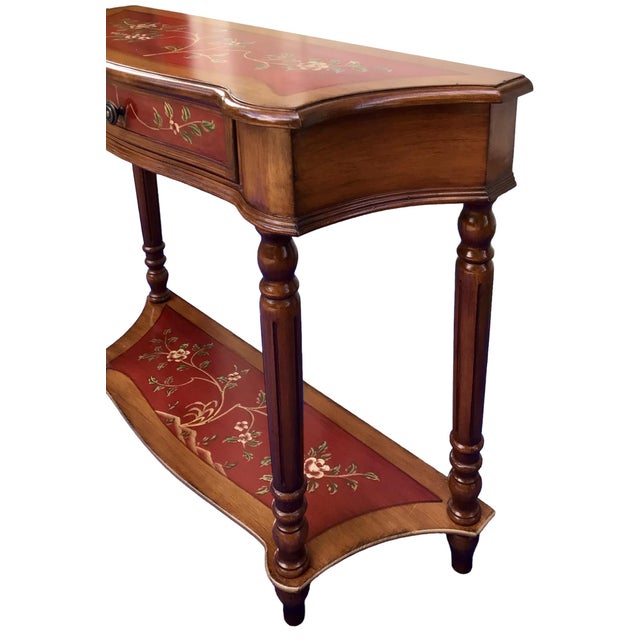 Vintage Hand-Painted English Cottage Style Hall Console Table and Oval ...