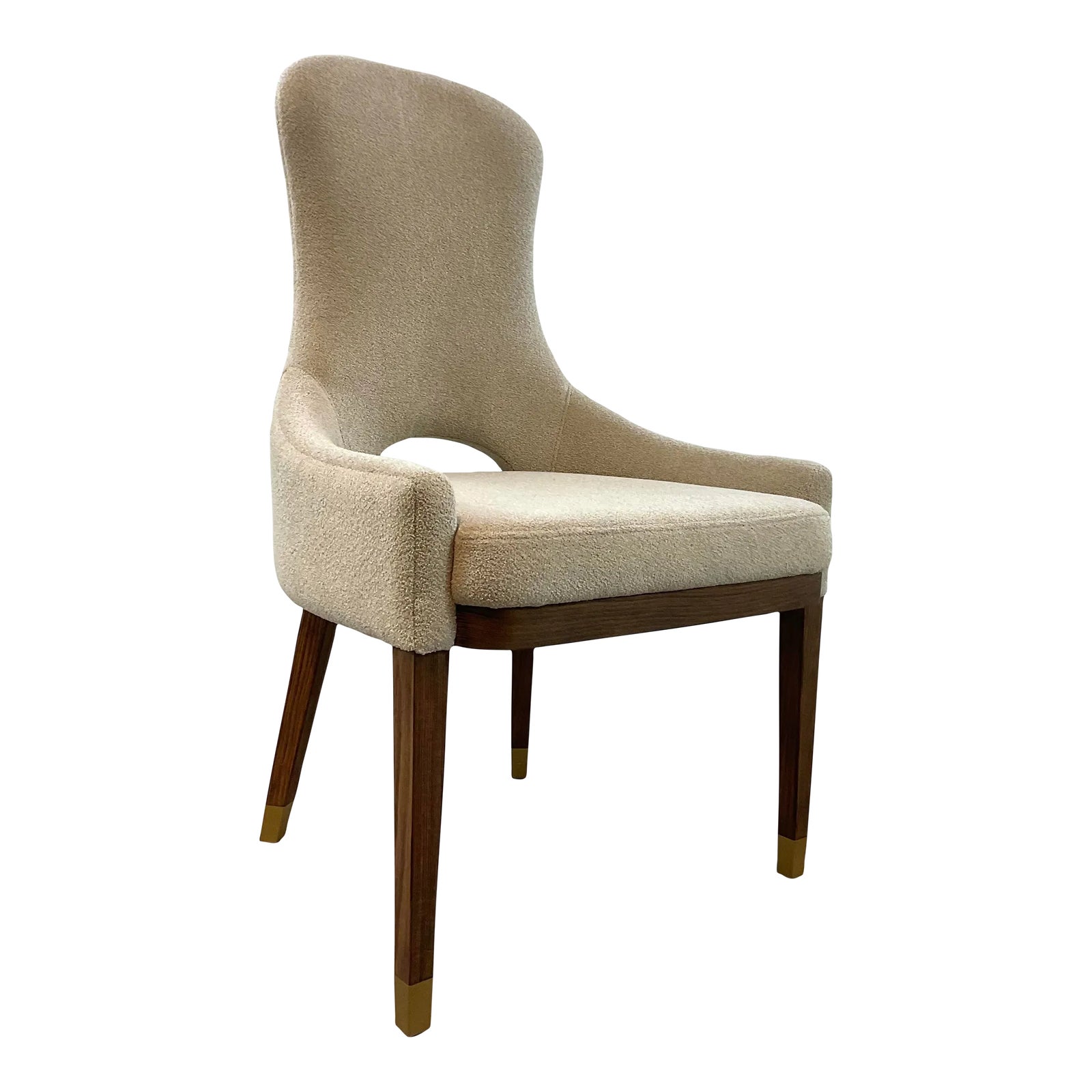 Global Views Modern Beige Lambswool Parchment Nola Side Chair | Chairish