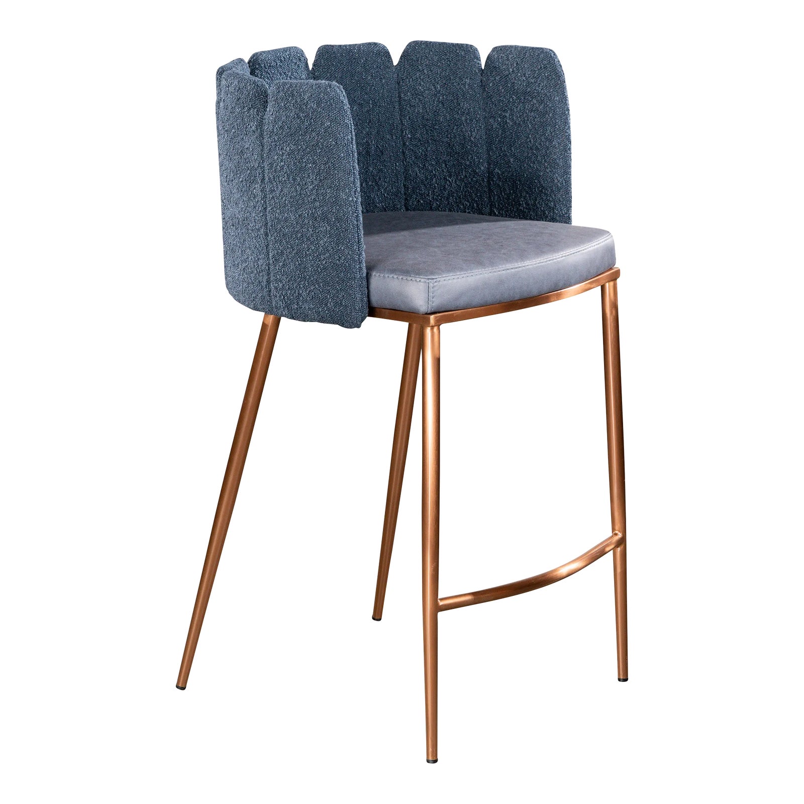 Marbella Counter Chair in Blue and Bronze | Chairish