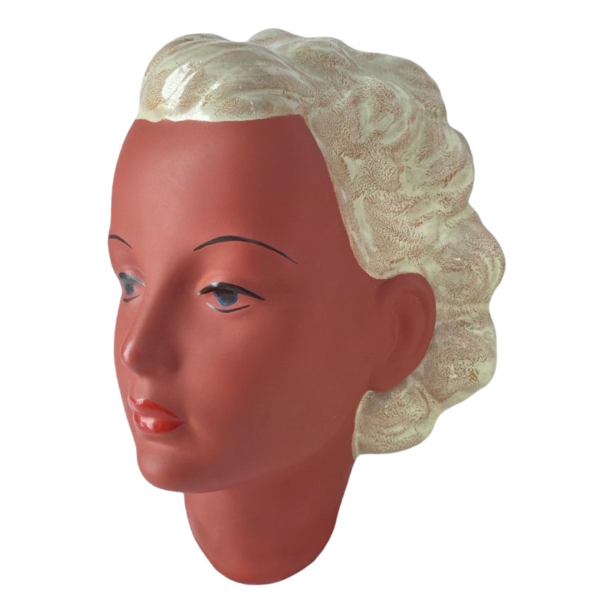 Hand-Painted Terracotta Wall Hanging Mask from Goldscheider, West ...