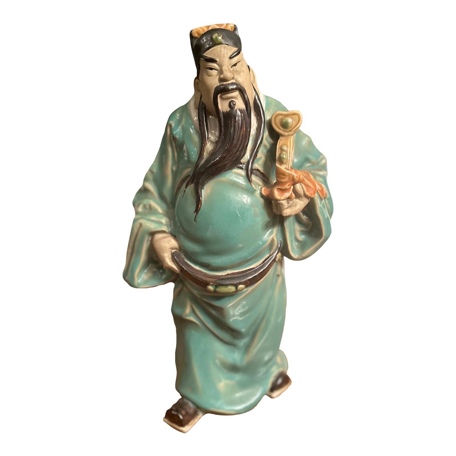 Chinese Kwan Kung Warrior Porcelain Statue Figure | Chairish