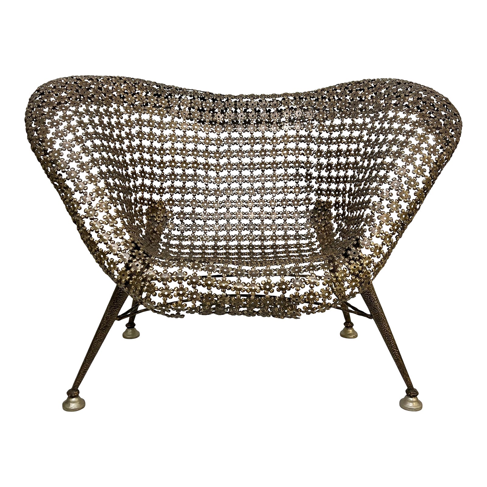 C. 1990s a Fauteuil À Corbeille Bronzed Steel Chair by Raymond Morales ...