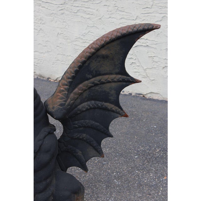 Early 20th Century Large Cast Iron Gargoyle Statue | Chairish