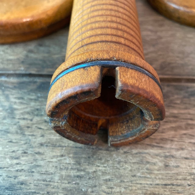Antique Industrial Wood Textile Spools and Bobbin-Set of 3 | Chairish