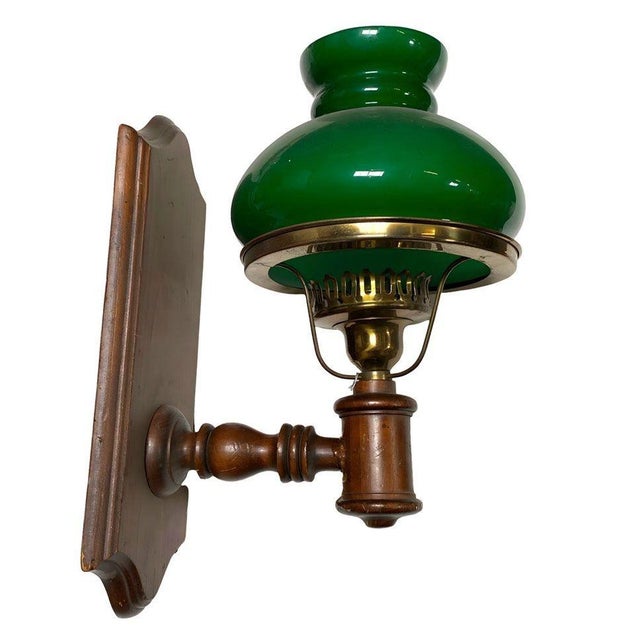 1950s Western Oil Lamp Green Bankers Electric Sconce With Shade, Pair ...