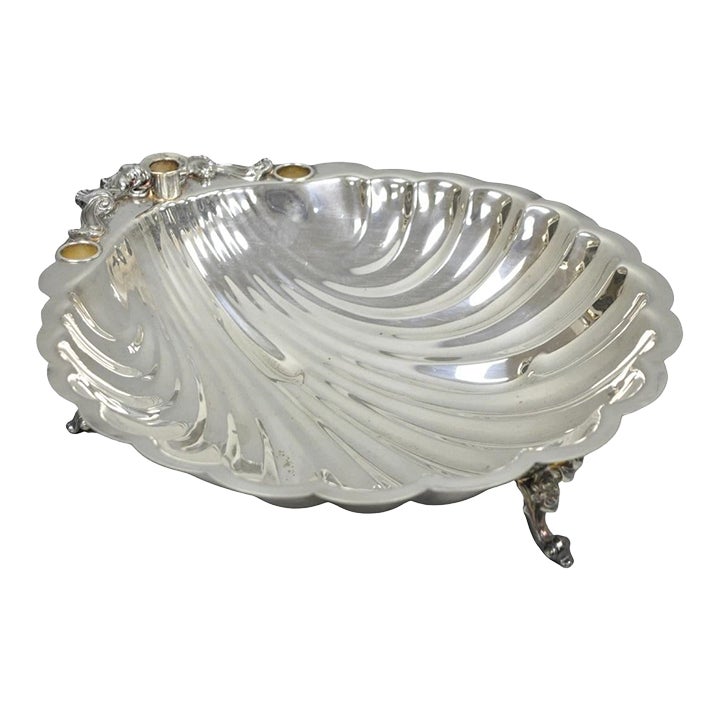 Vintage Sheffield Silver Co. Clam Shell Silver Plated Footed Serving ...