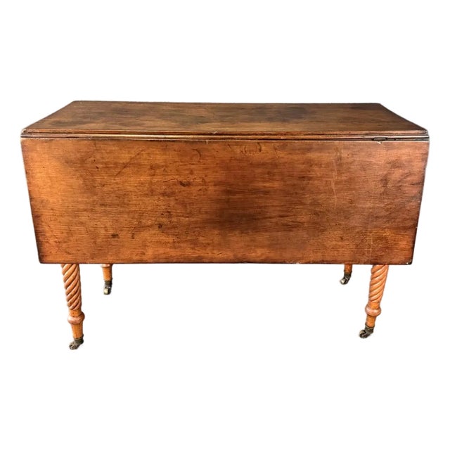 19th Century Solid Oak Drop-Leaf Table | Chairish
