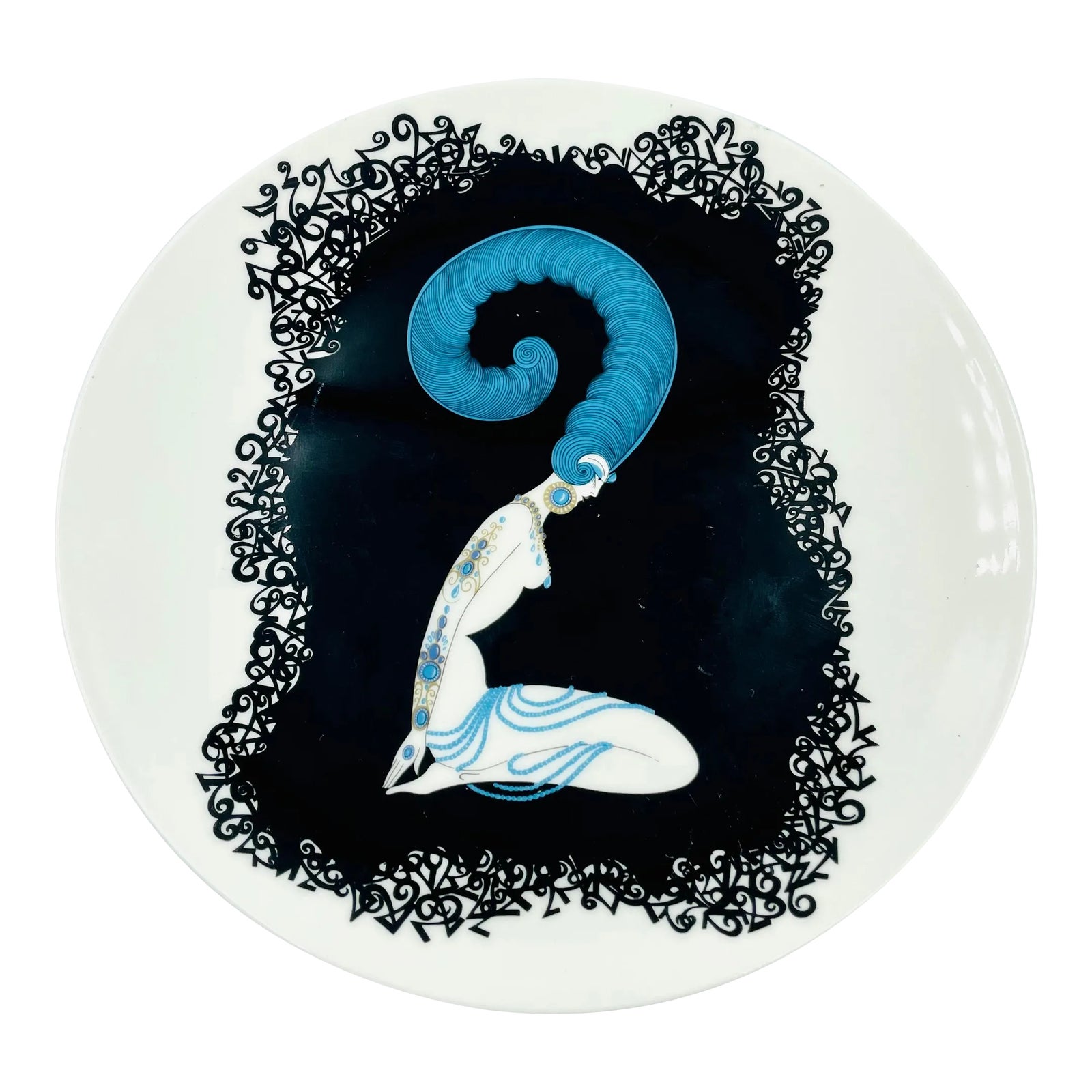 Vintage Erté Bone China the Numerals Collection "2" Plate | Chairish
