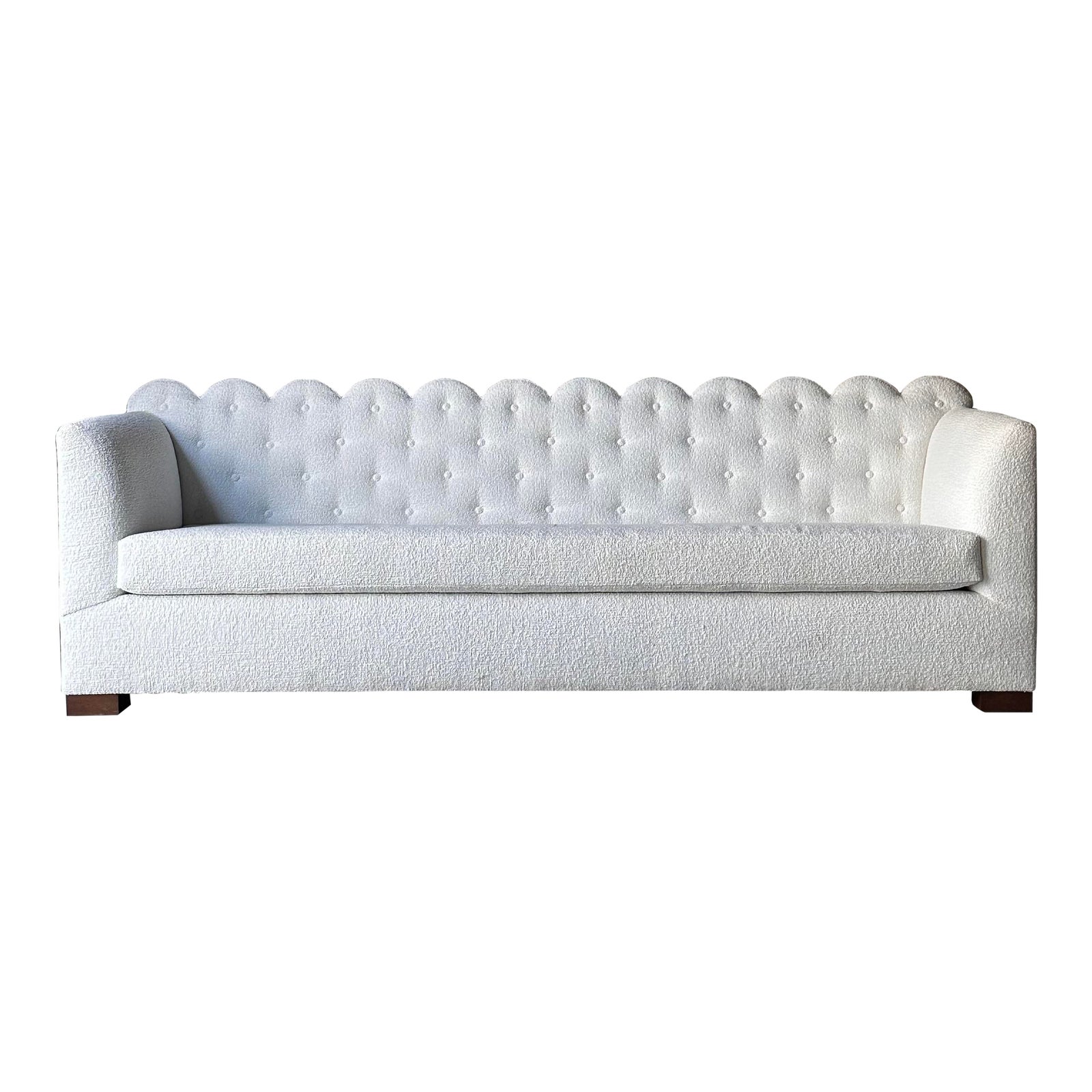 Custom Made Scalloped Bouclé Sofa | Chairish
