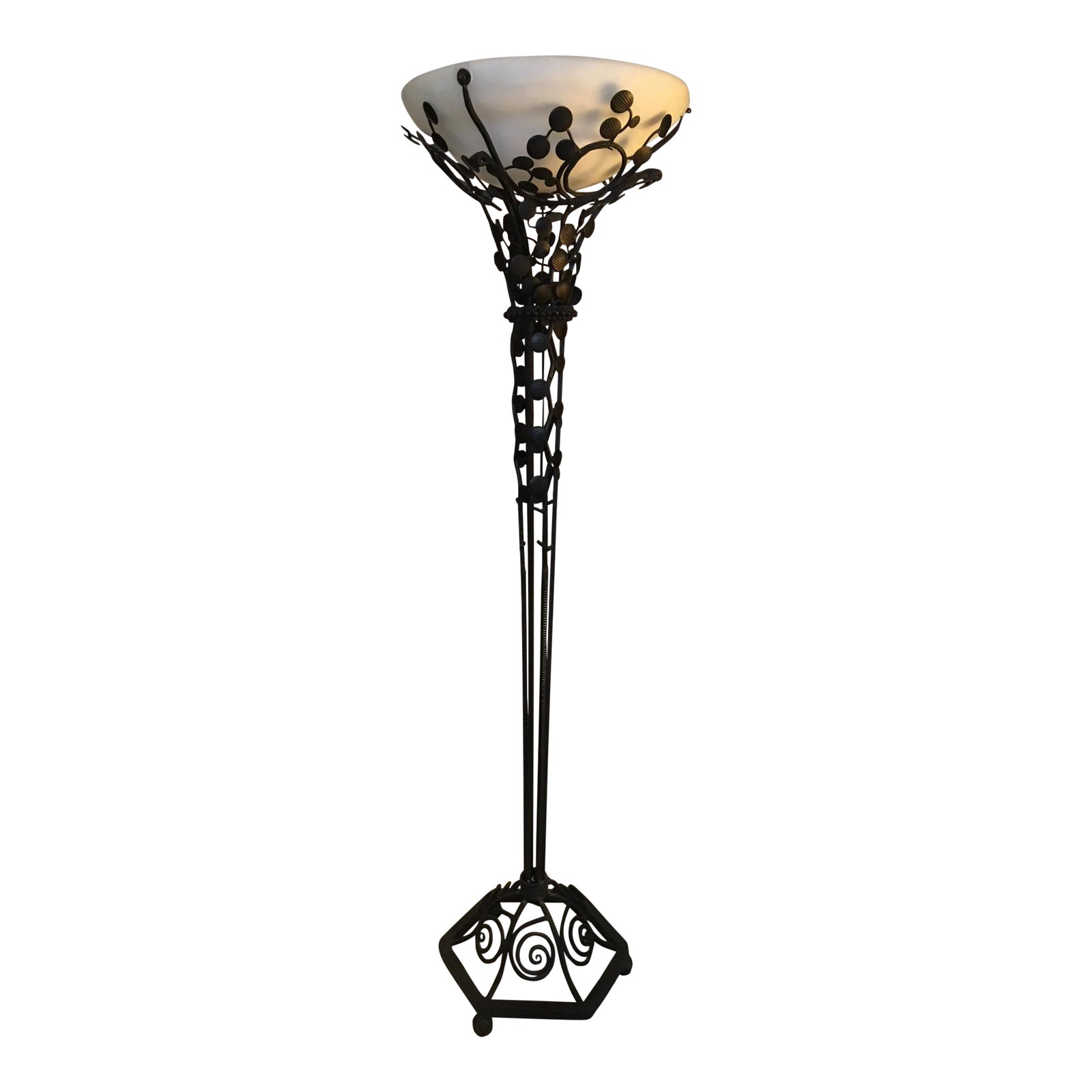 Wrought Iron Art Deco Torchiere | Chairish