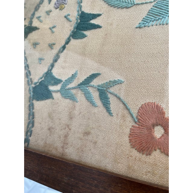 Antique Crewel Work Wood Framed Fire Screen | Chairish