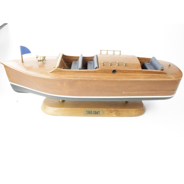 Chris Craft Boat Model in Piece of Wood | Chairish