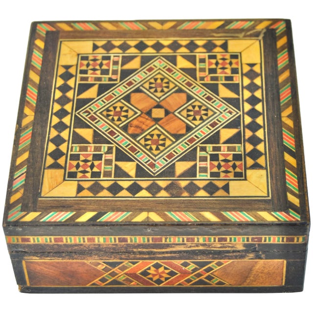 Vintage Syrian Colorful Damascene-Inlaid Art Box | Chairish