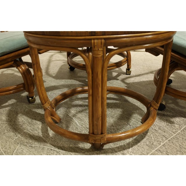 1980s Vintage Rattan Bentwood Patio Dining Set of 5 | Chairish