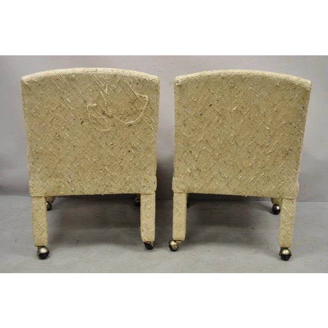 Pair Vintage Bassett Furniture Fully Upholstered Parson Style Club