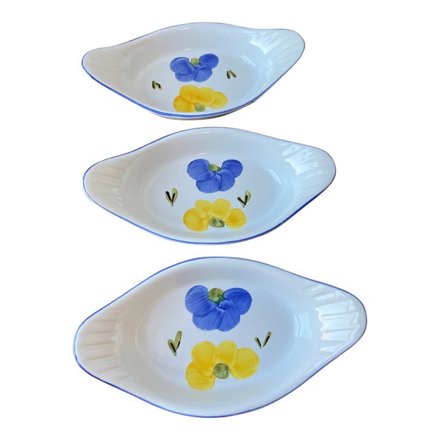 Maxam Portugal Pottery Hand Painted Italian Daisy Pattern Au Gratin ...