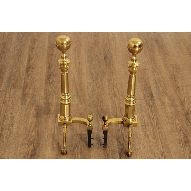 The Harvin Co. Brass Ball & Claw Foot Andirons - A Pair | Chairish
