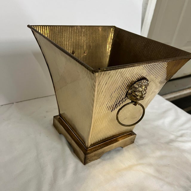 Brass Cachepot With Lions Head Knockers | Chairish