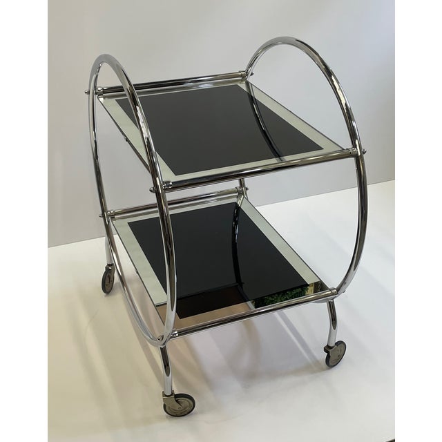 Mid Century Modern Chrome & Mirrored Bar Cart | Chairish