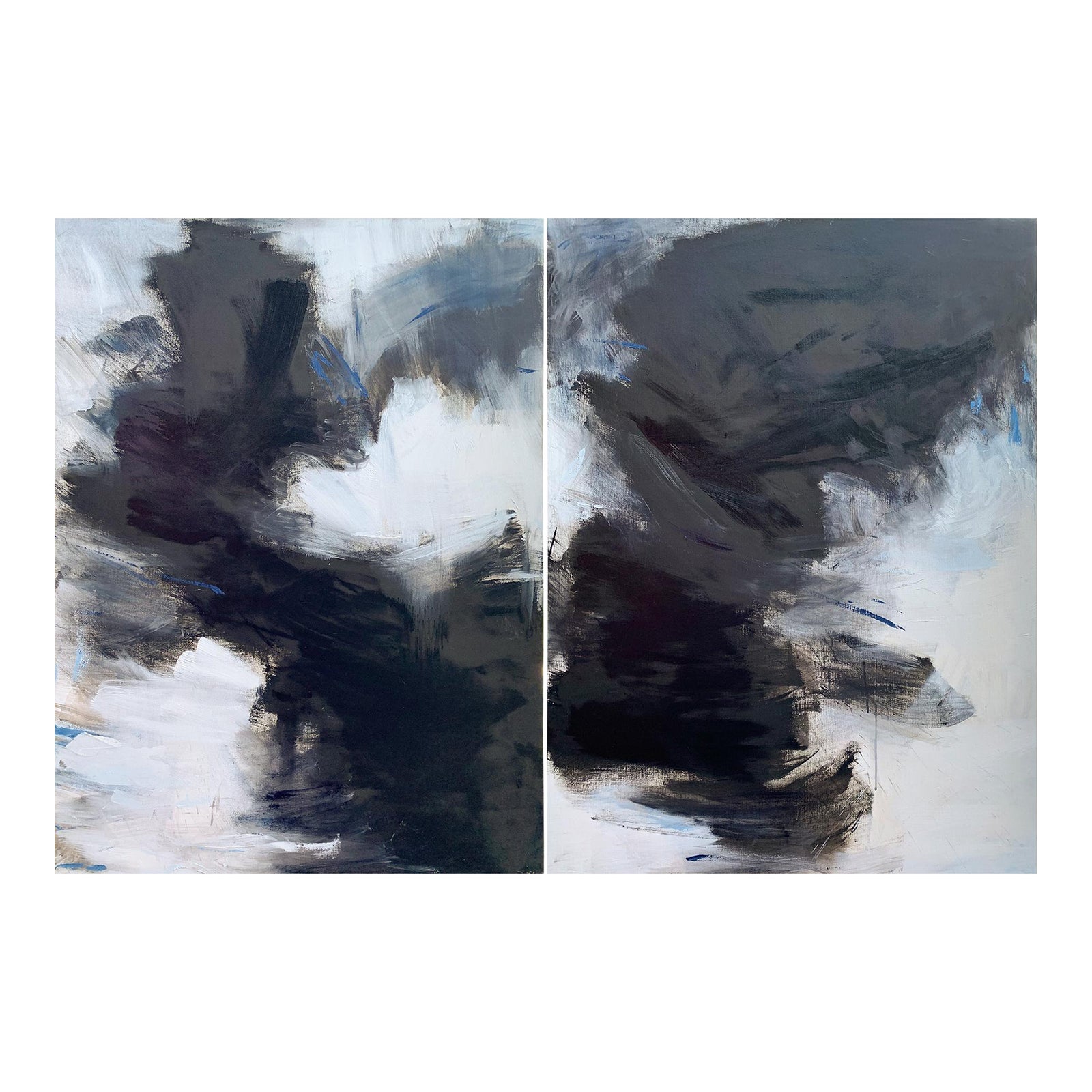"Jitterbug Large Diptych Abstract Expressionist Oil Painting | Chairish