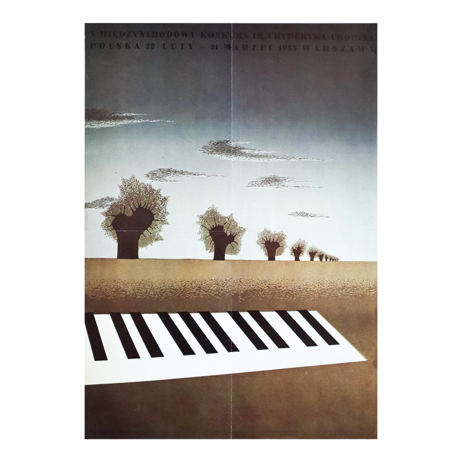 1955 Polish Poster, 5th International Competition Fryderyk Chopin ...