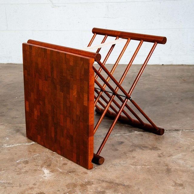 1960s Mid Century Danish Modern Solid Teak Butcher Block Folding Tray ...