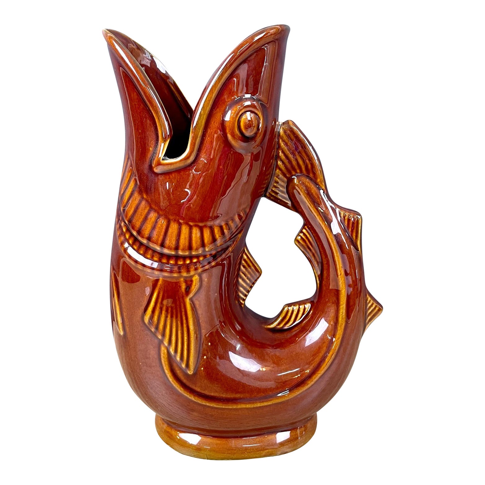 Shreve, Crump and Low Gurgling Cod Pitcher - Brown Glaze 1980s Vintage ...