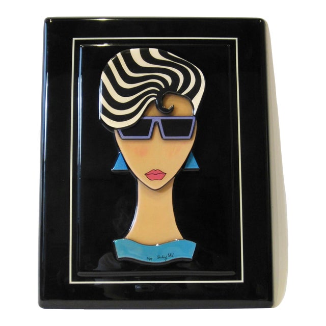 1980s Postmodern Audrey Cohlé Resin Relief Wall Sculpture, Signed and ...