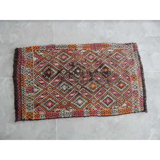 Vintage Anatolian Turkish Cicim Kilim Rug | Chairish