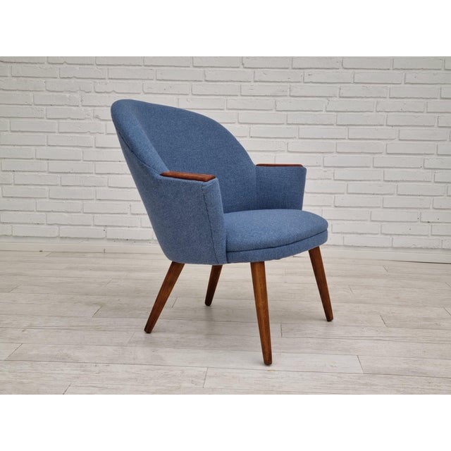 1960s, Danish Design, Lounge Chair, Furniture Wool Fabric, Teak | Chairish
