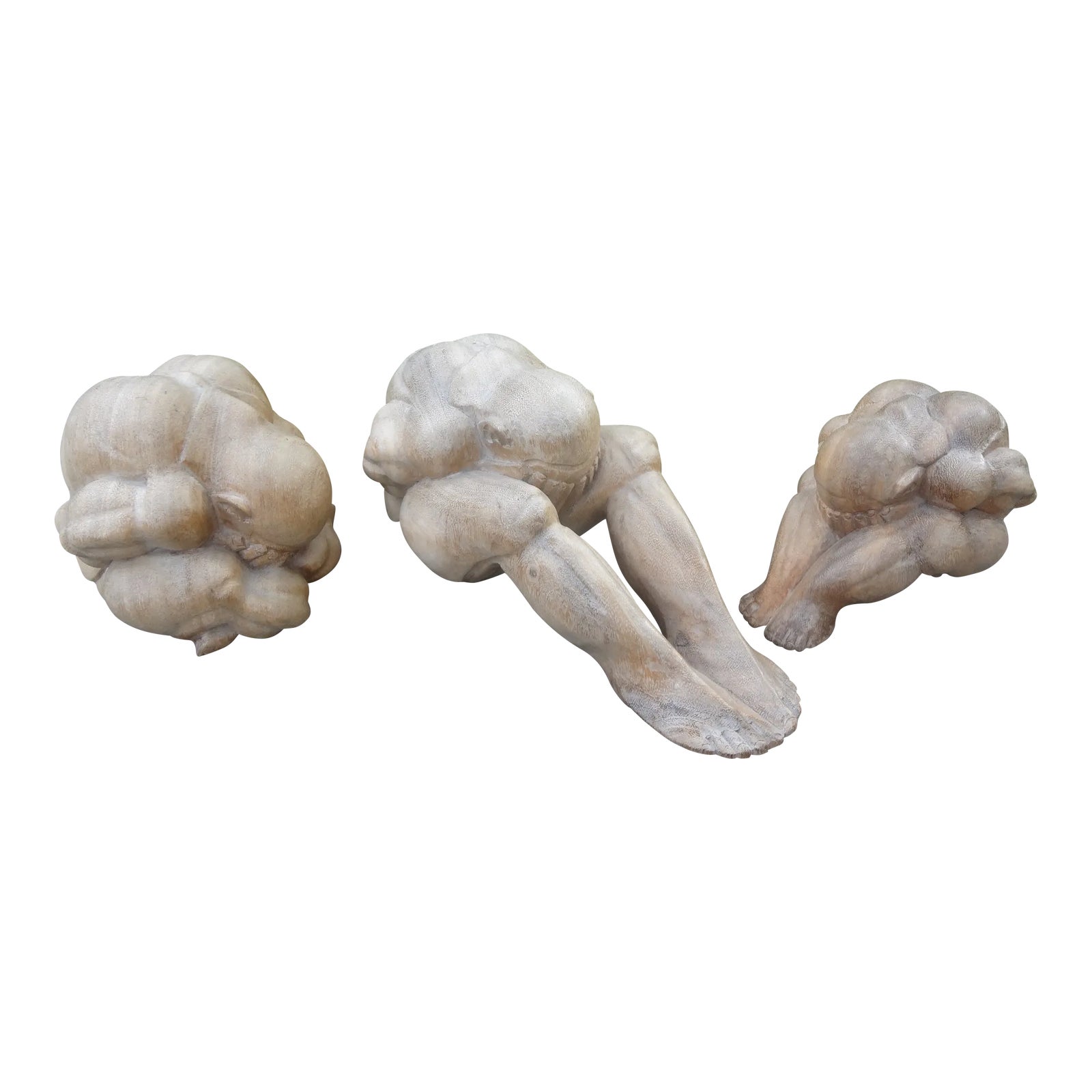 Set of Asian Carved Zen Figures | Chairish