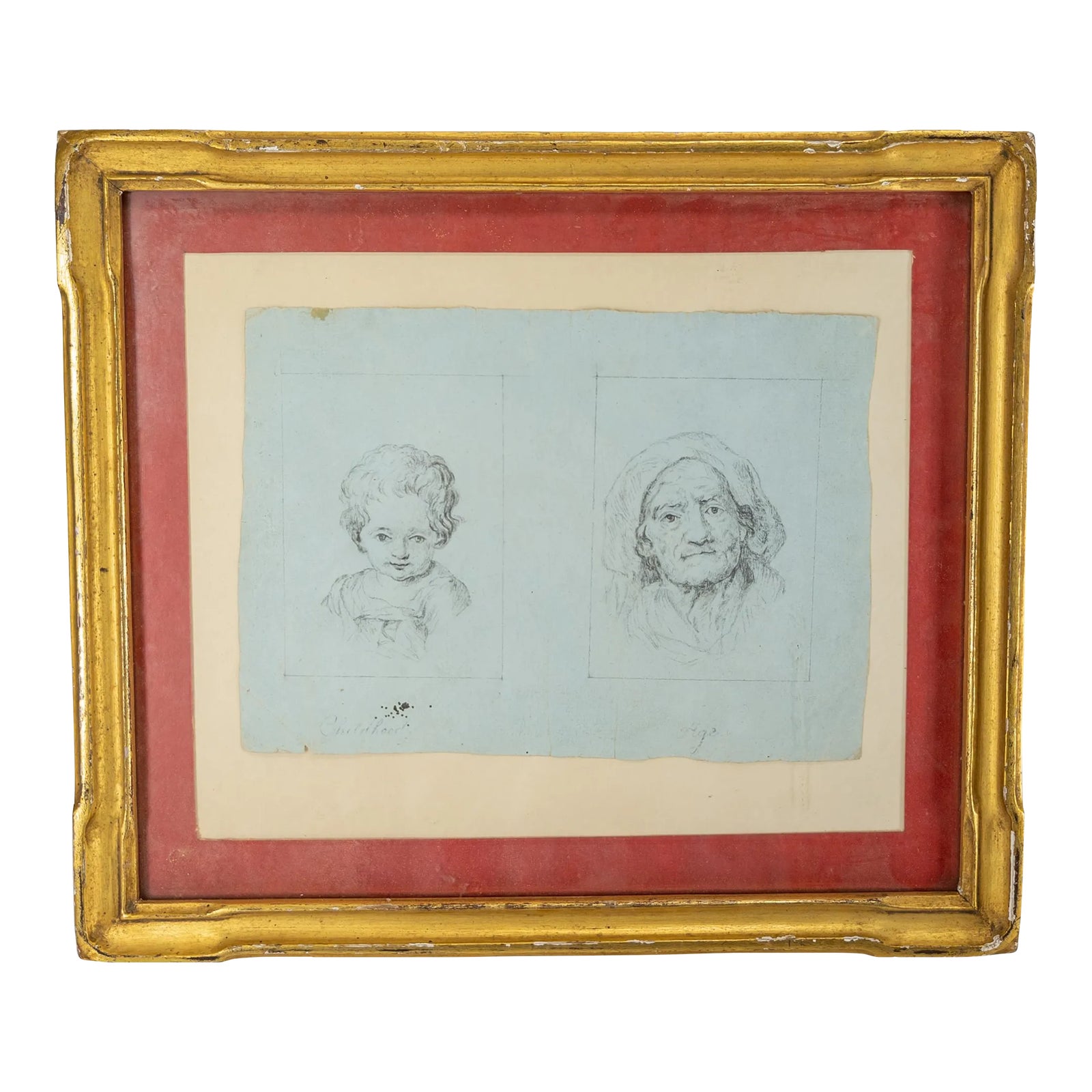 18th or 19th Century Pencil Drawing Study of Age With Childhood and Age ...