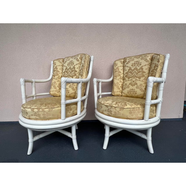 1970s Vintage Mid Century Henry Olko for Willow & Reed Rattan Swivel ...