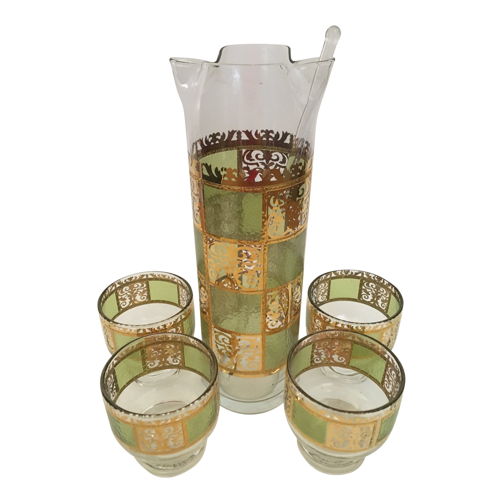 Mid-Century Modern Culver Prado Martini Pitcher Set With Four Footed ...