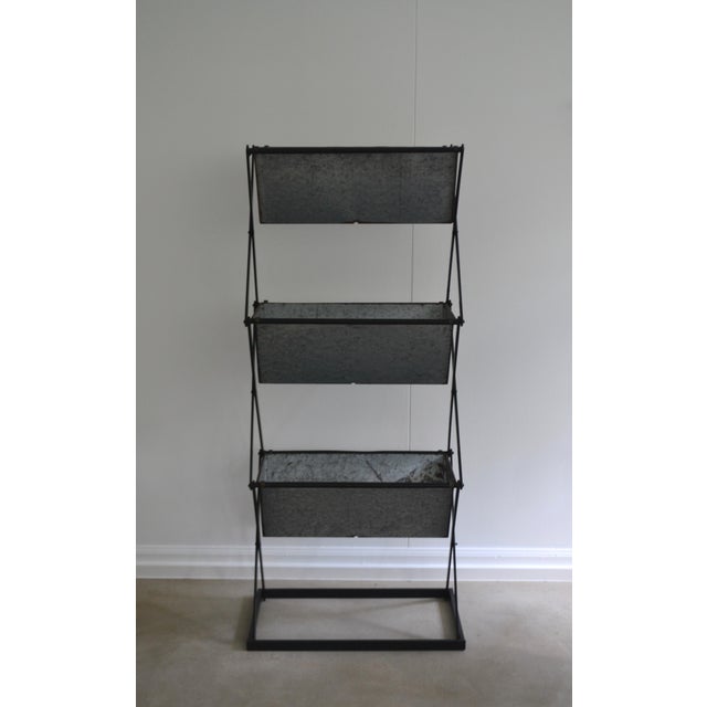 Industrial Three Tier Wrought Iron and Steel Stand | Chairish