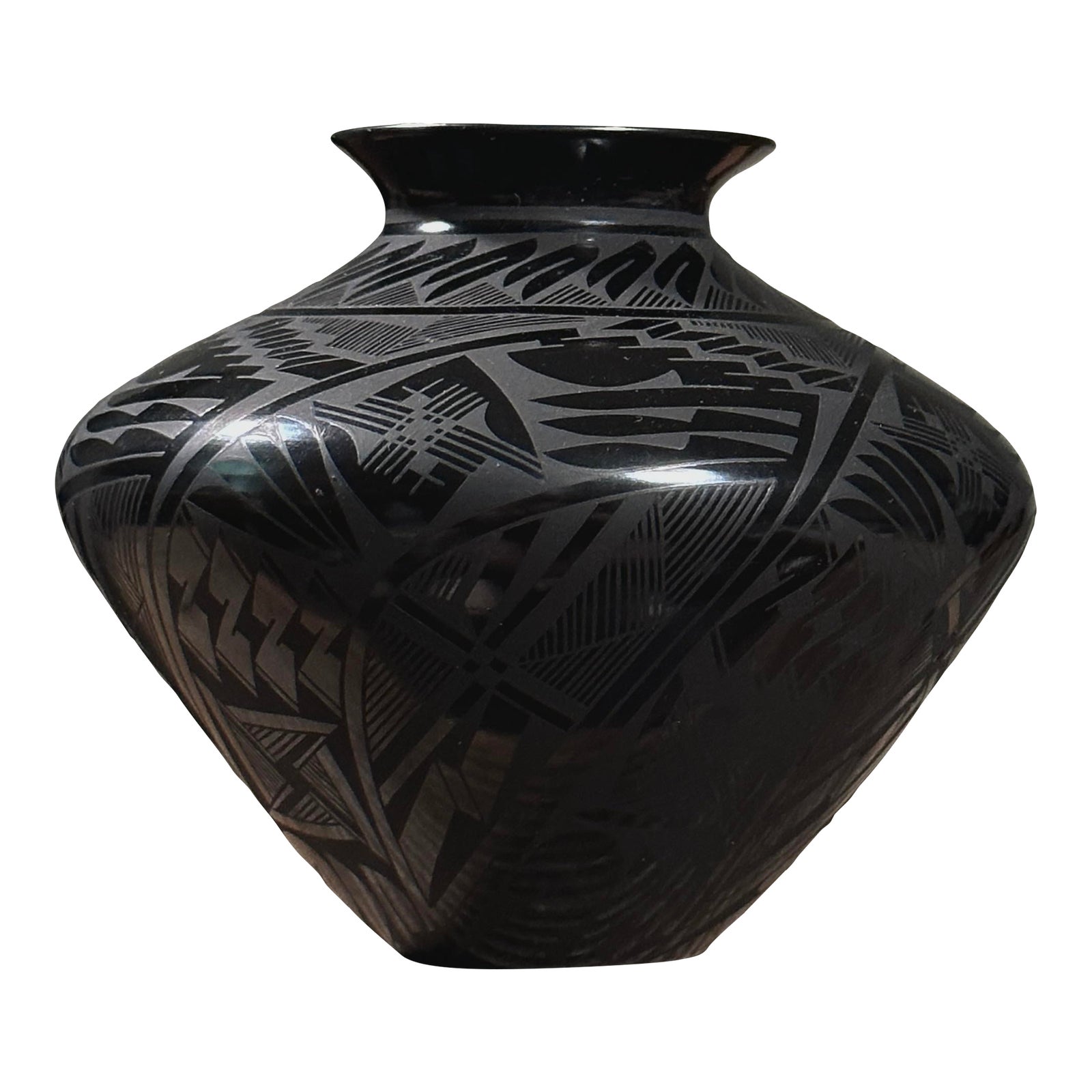 Vintage Mata Ortiz Polished Painted Geometric Blackware Pottery by ...