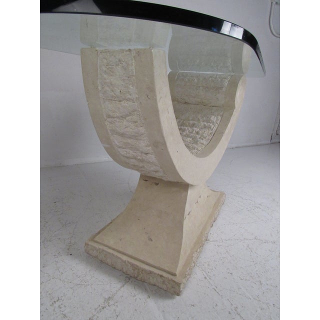 Contemporary Modern Faux Stone Hall Table | Chairish