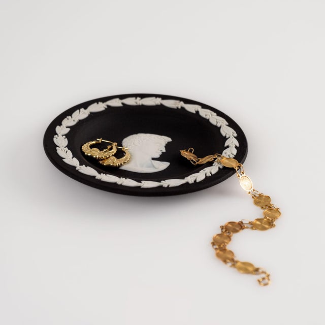 Wedgwood Black Jasperware David Sculpture Relief Plate | Chairish
